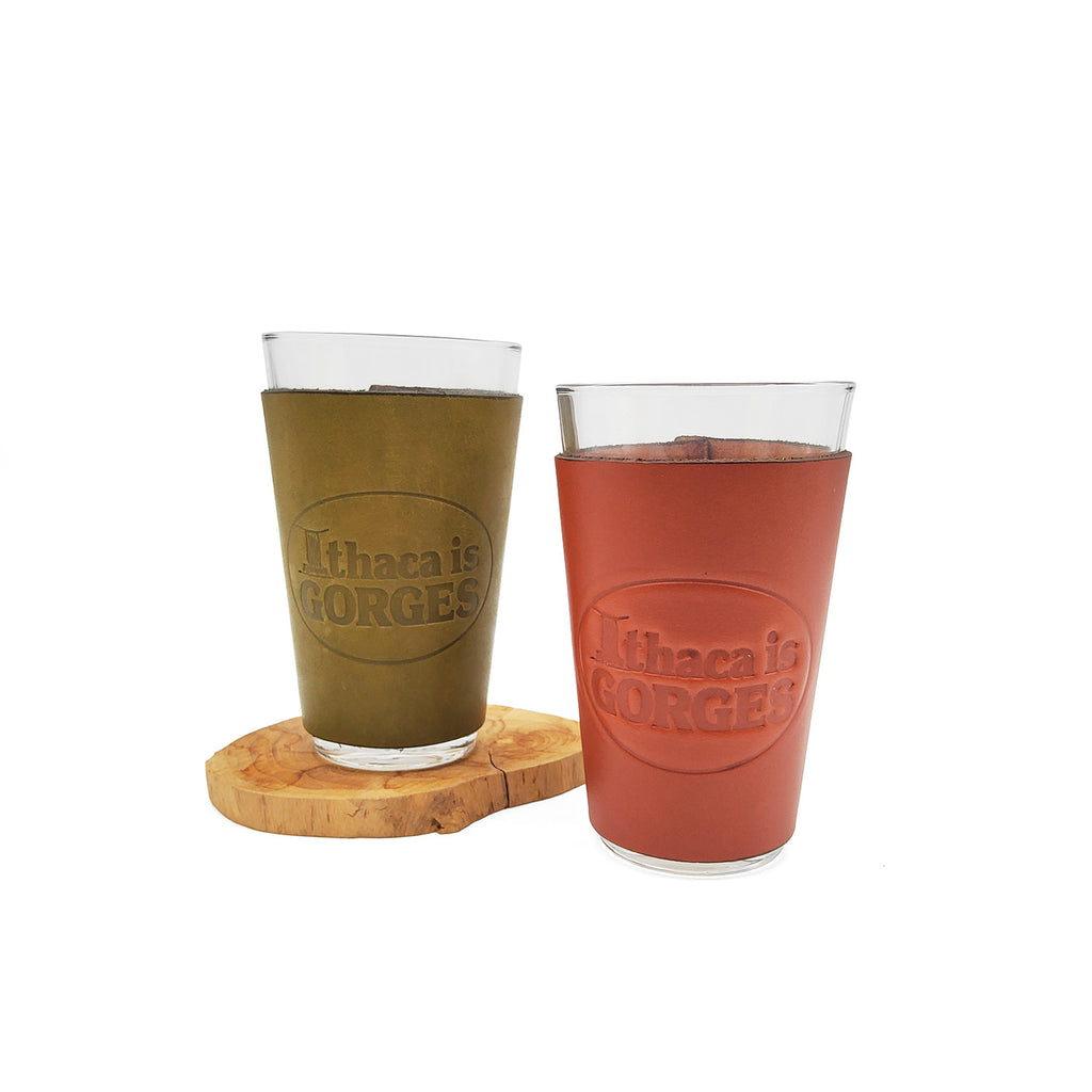"Ithaca is Gorges" Glass Koozie – Handwork Ithaca's Artist Cooperative